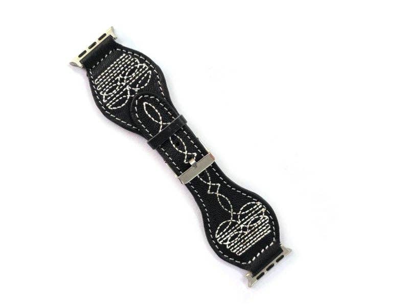 Western Boot Stitch Genuine Leather Apple Watch Band – Ranchmans Farm ...