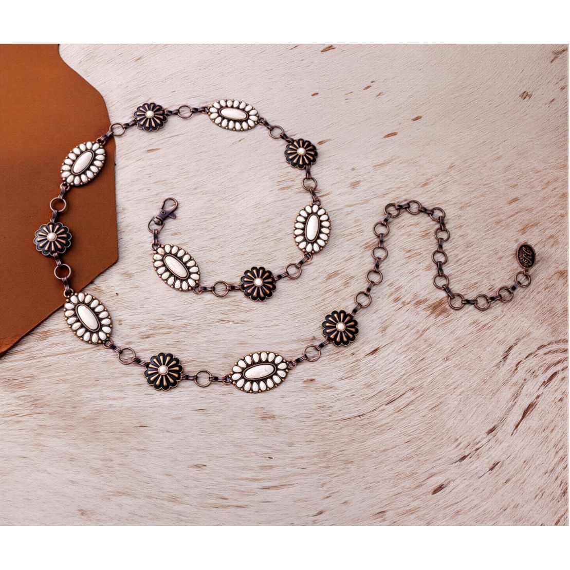 Rustic Couture Western Chain Concho Belt, White Bead RCB-03-115WH ...