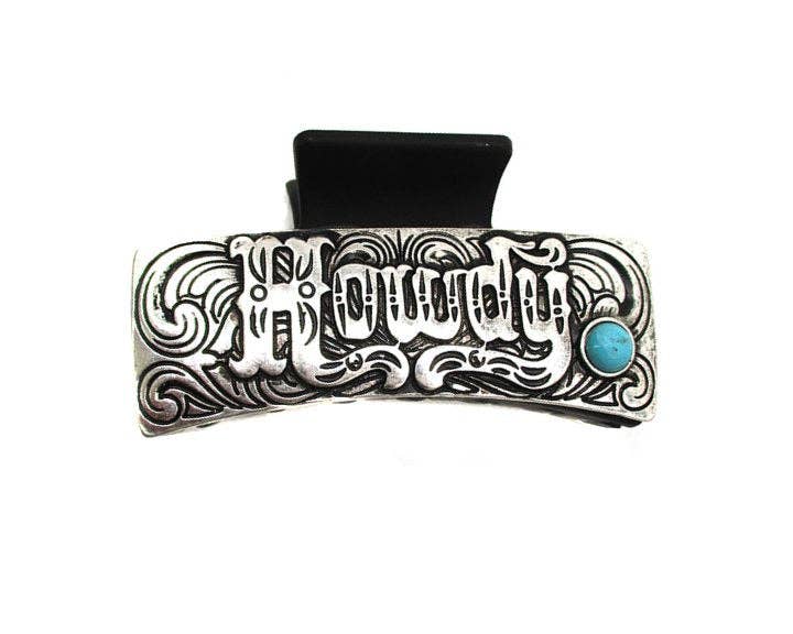 Western Turquoise Stone Howdy Metal Hair Claw – Ranchmans Farm & Feed Store