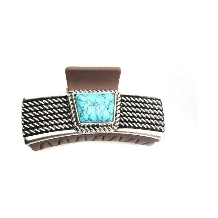 Snowing West - Western Turquoise Stone Metal Bubble Hair Claw ...