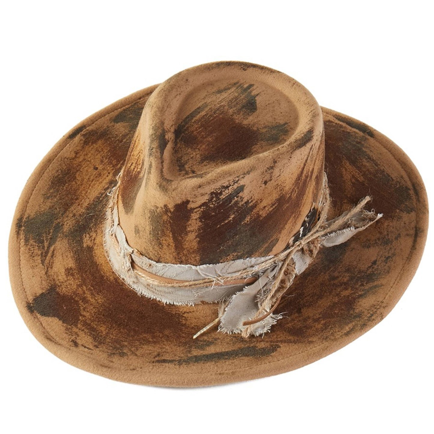 Distressed Fabric Band Rustic Cowgirl Fedora Hat – Ranchmans Farm ...