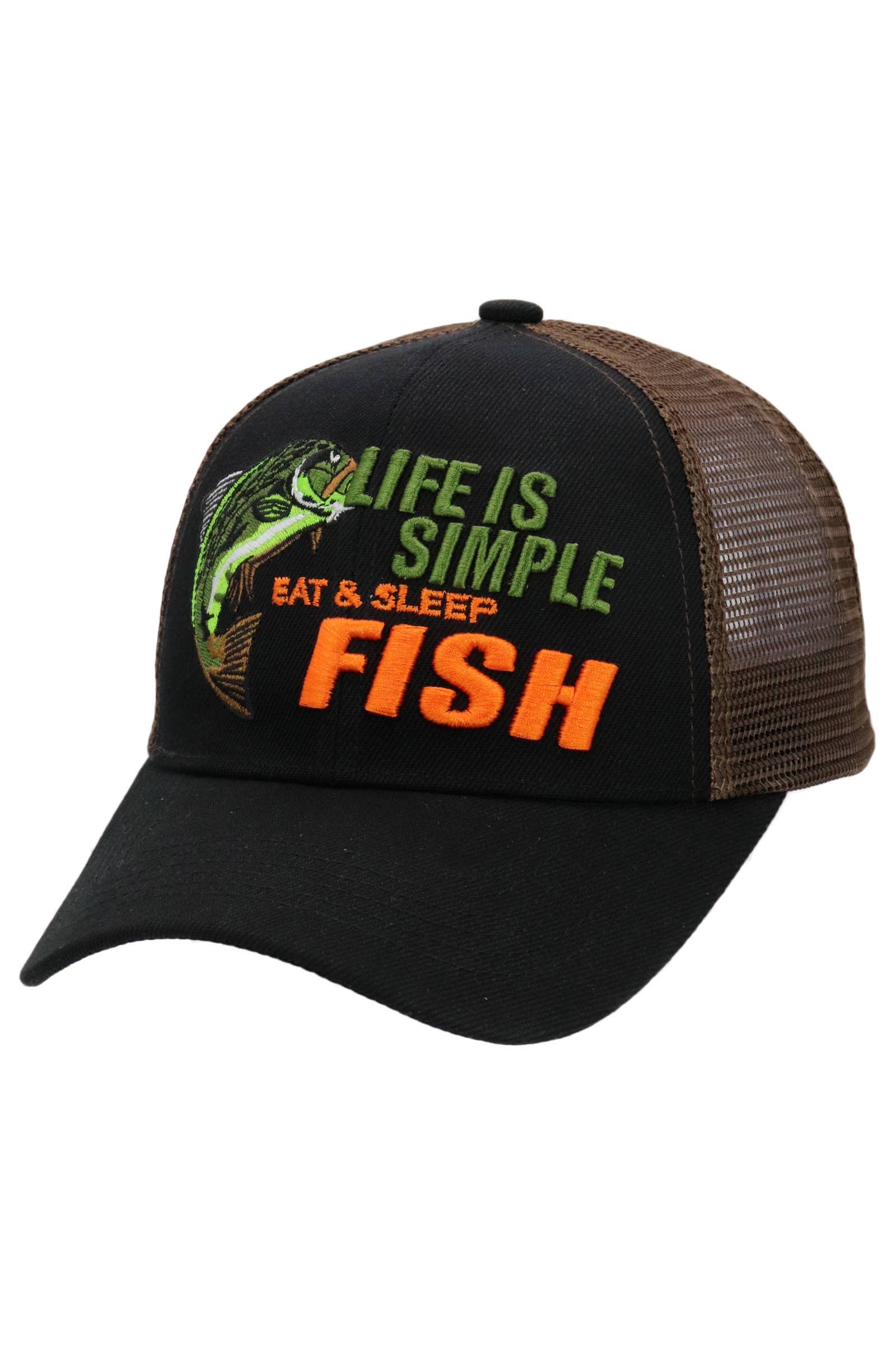 Life Is Simple Eat & Sleep Fish Mesh Trucker Hat – Ranchmans Farm ...