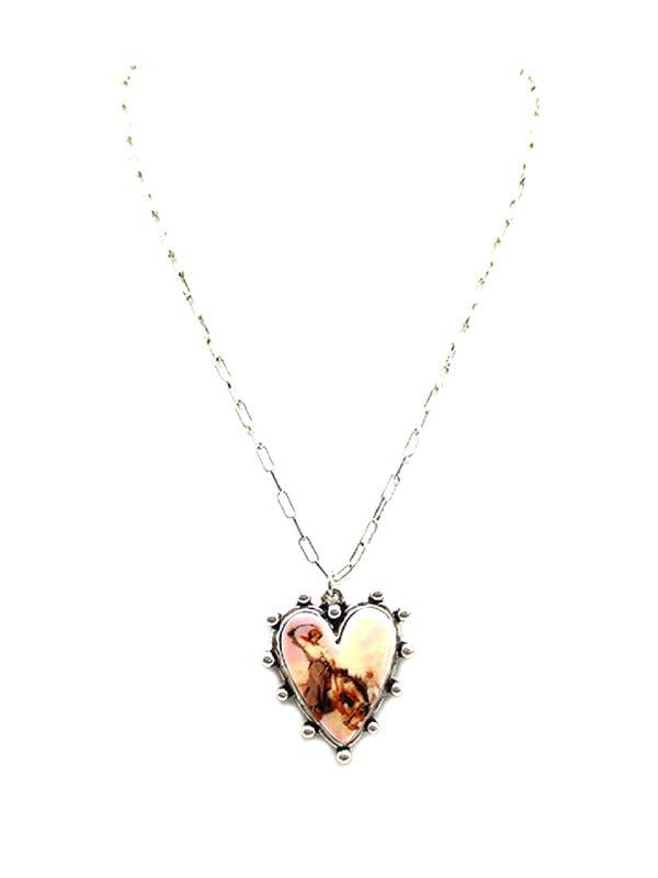Western Theme Print Heart Necklace – Ranchmans Farm & Feed Store